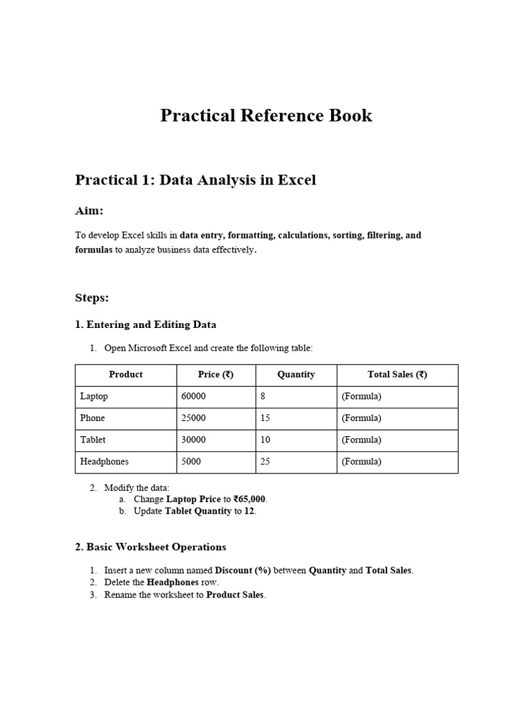 Data Analysis With Excel Handbook p1 | PDF | Variance | Statistics