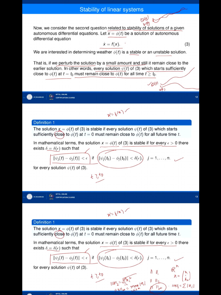 Lec 15 Stability of Linear Autonomous Systems 1 | PDF | Equations | Applied Mathematics