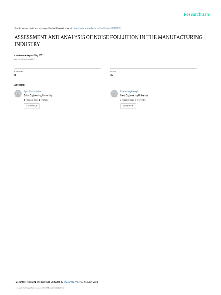 Noise Pollution in Manufacturing Industry | PDF | Noise | Occupational ...