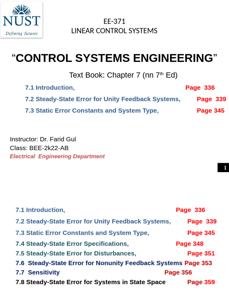Chapter 7 Steady-State Error | PDF | Steady State | Feedback