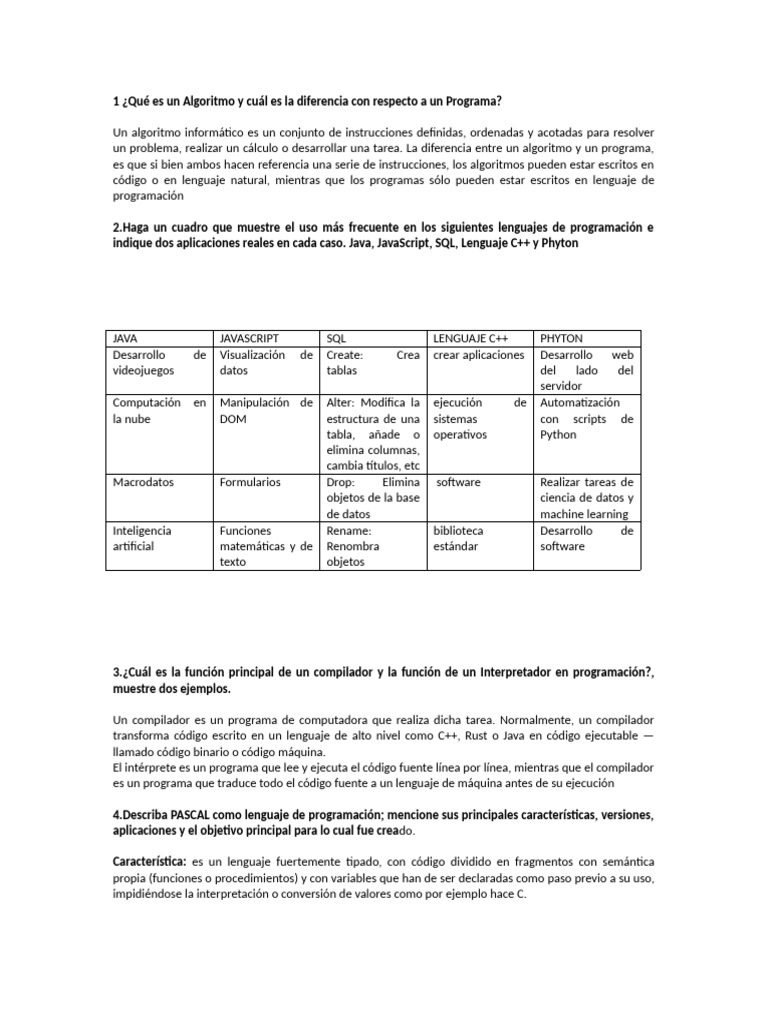 1 ¿Qué Es Un Al-WPS Office Programacion 2.2 | PDF | Lenguaje de programación | Programa de ...