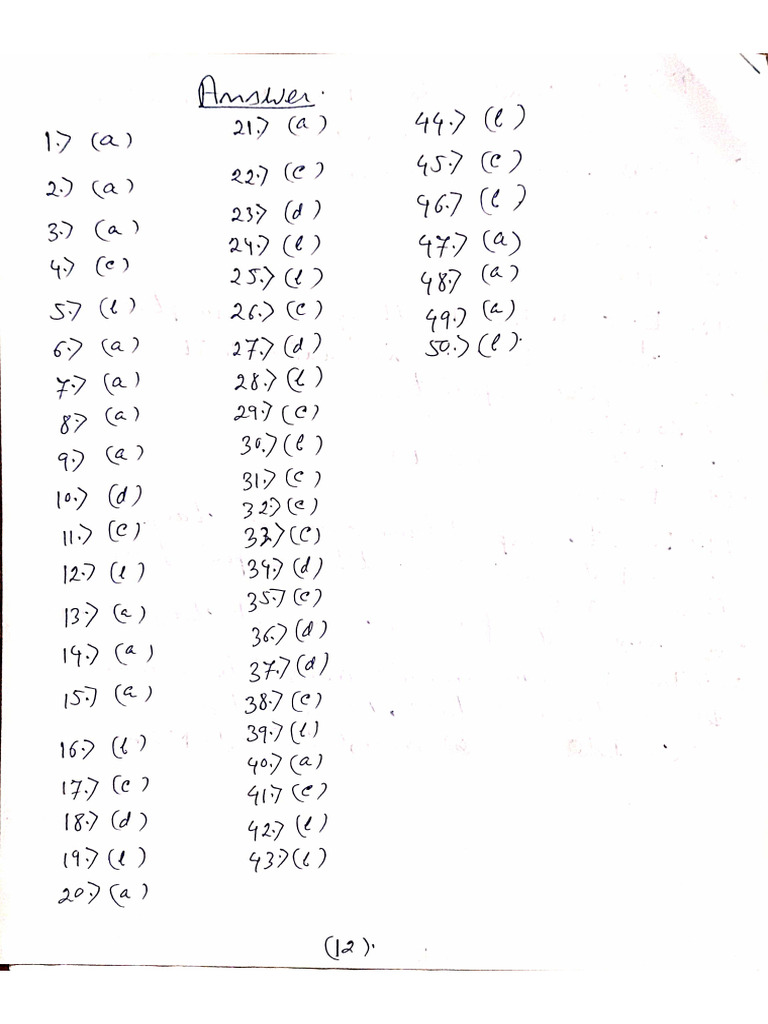 Answer Key Students | PDF