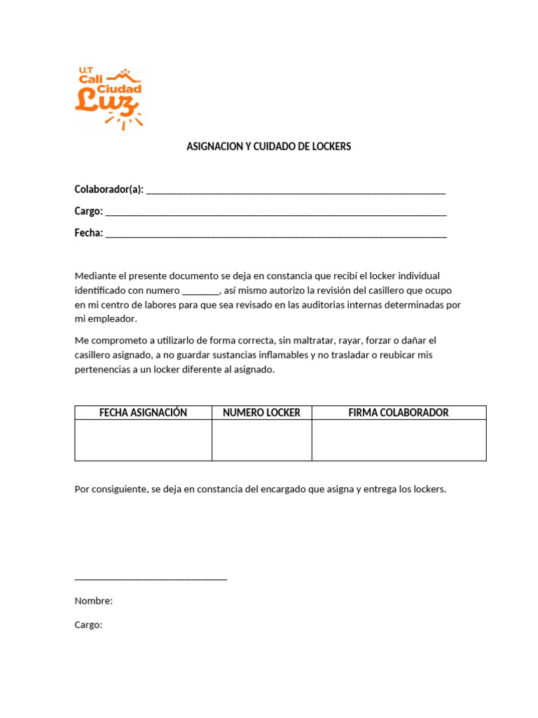 Asignación de Lockers Individuales | PDF