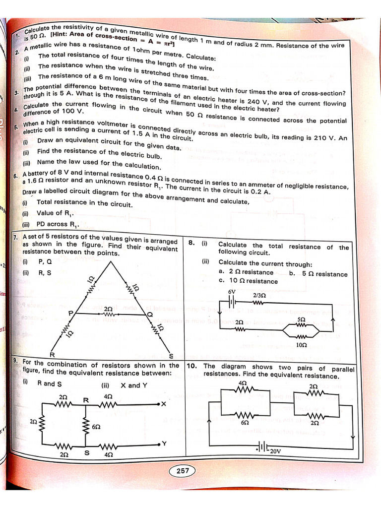 Current Electricity Practice Numericals (6) | PDF