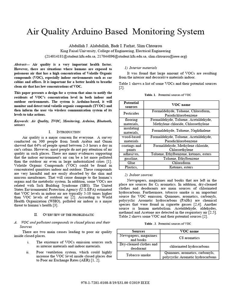 Air Quality Arduino Based Monitoring System | PDF | Volatile Organic ...