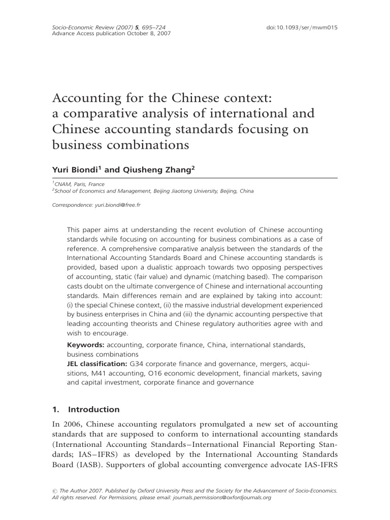Comparative Analysis of Chinese and IFRS Accounting Standards | PDF ...