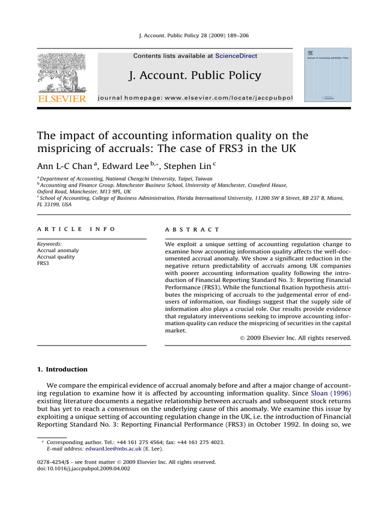 Accounting Information Quality Pdf Errors And Residuals Statistics