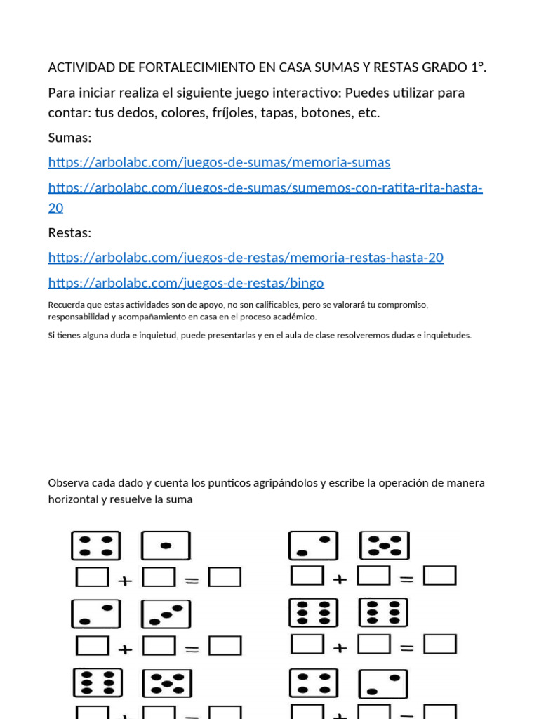 Actividades de Sumas y Restas para 1° | PDF