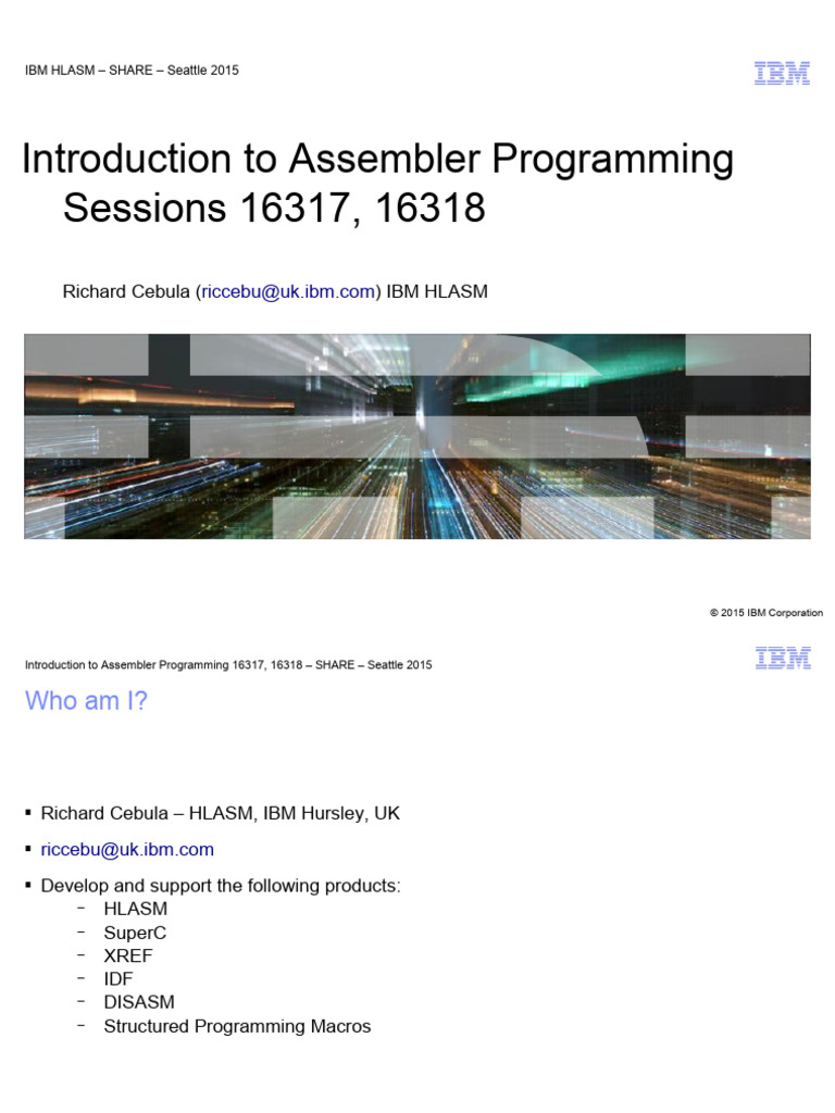 Introduction To Assembler Programming SHARE 2015 - Sessions 16317 16318 | PDF | Assembly ...