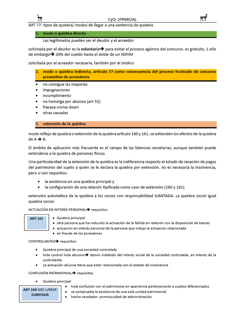 Tipos y Proceso de Quiebra según el Art. 77 | PDF | Bancarrota ...