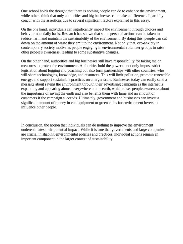 Individual vs. Collective Environmental Impact | PDF