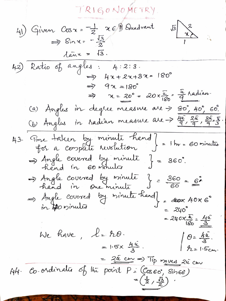 Trignometry Answer Key | PDF | Elementary Geometry | Trigonometry