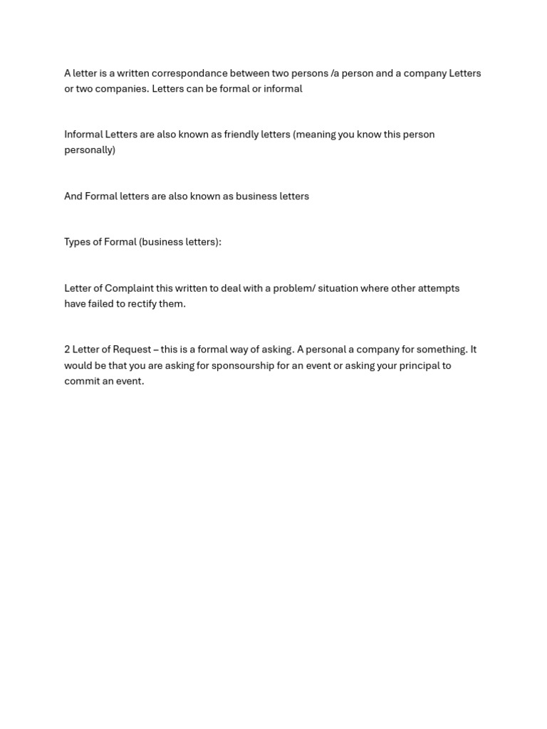 Types of Formal Business Letters | PDF