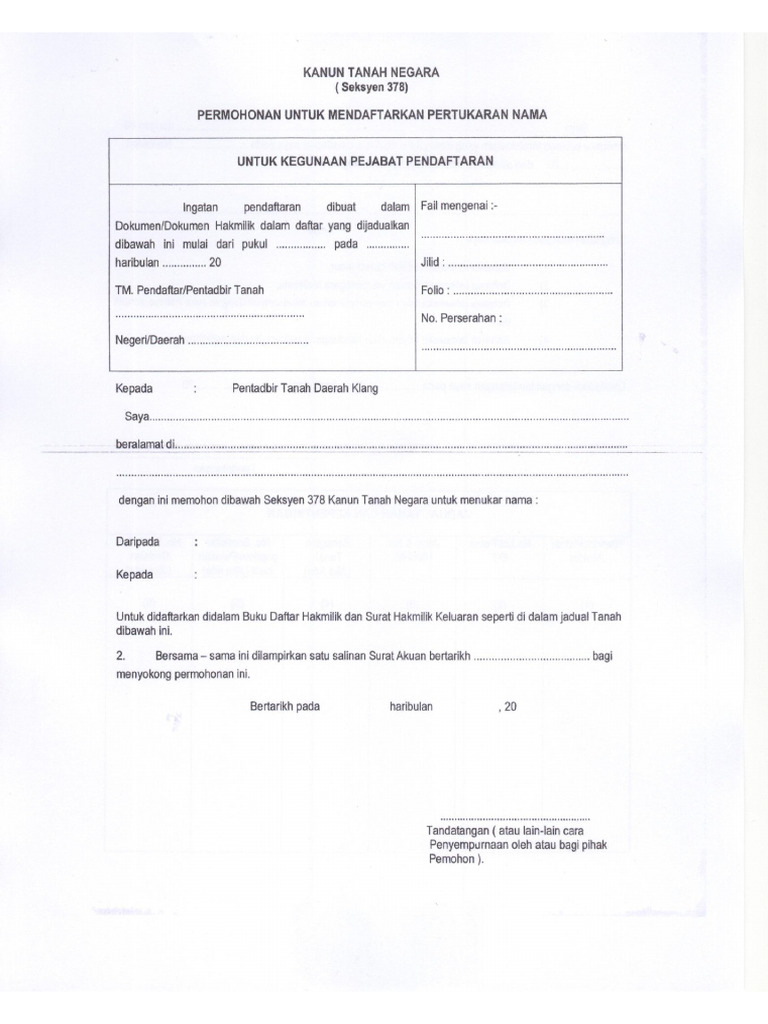 Borang Pertukaran Nama | PDF