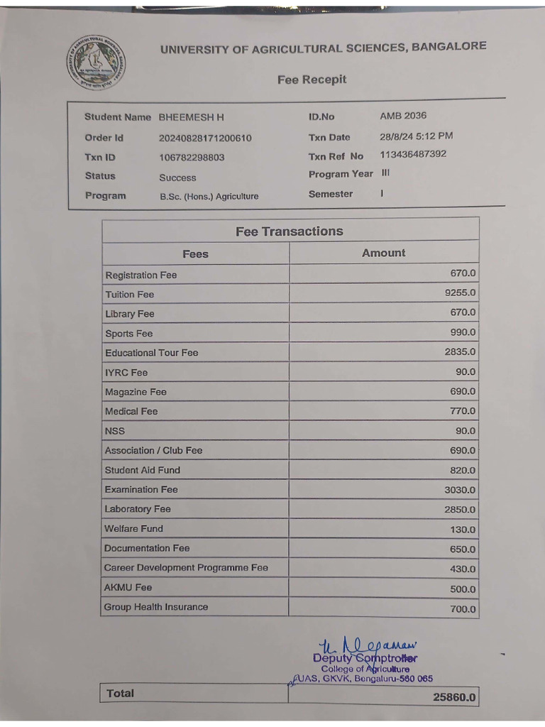 Fees Receipt | PDF