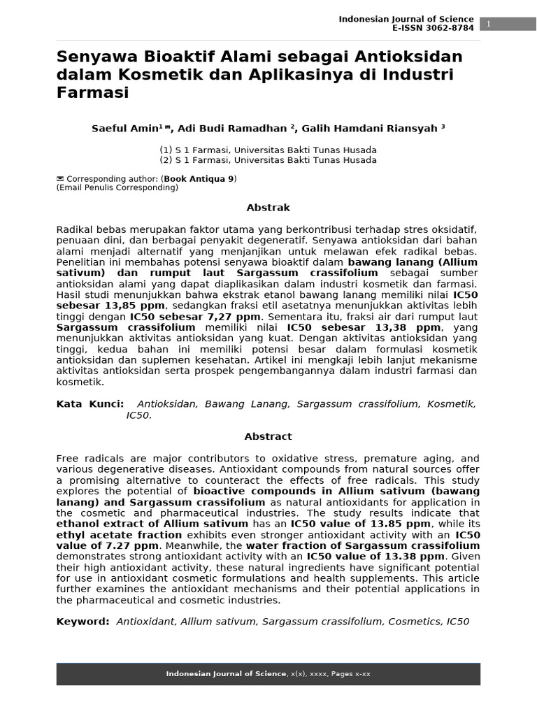Potensi Bawang Lanang dan Sargassum sebagai Antioksidan | PDF