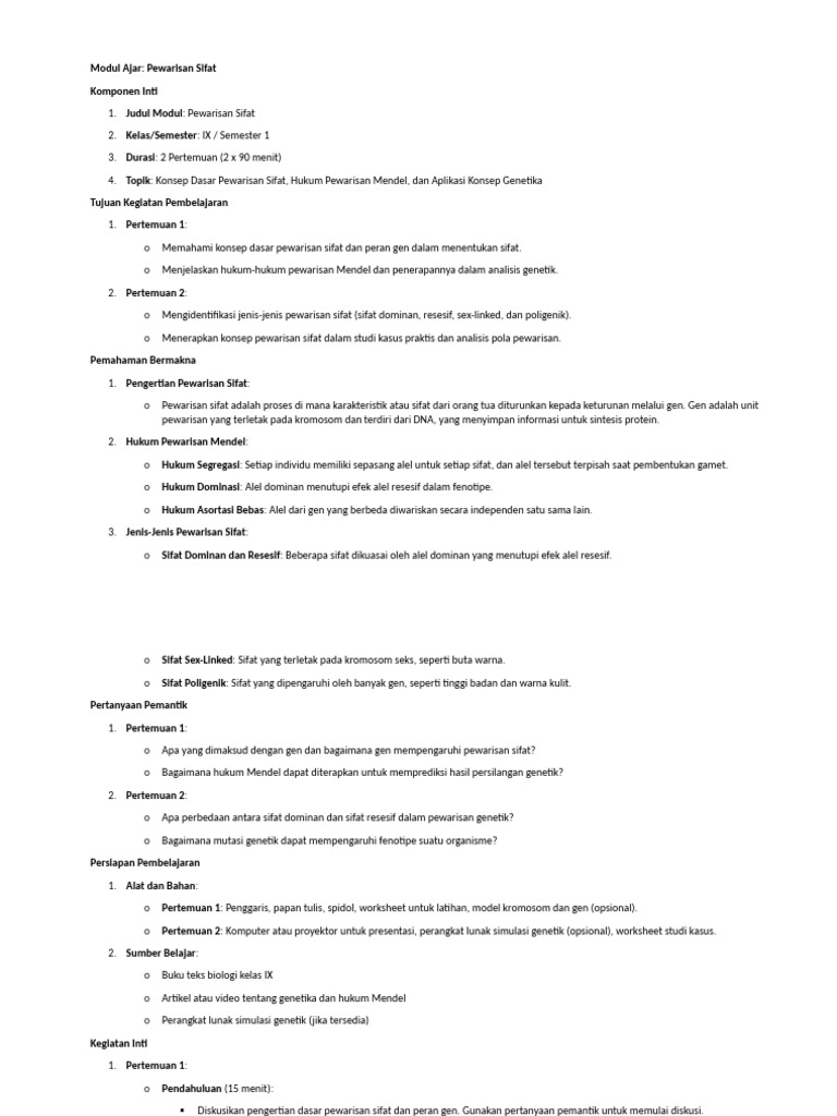 Modul Ajar Pewarisan Sifat | PDF