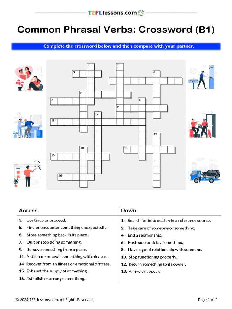 Phrasal Verbs Crossword b1 Student | PDF