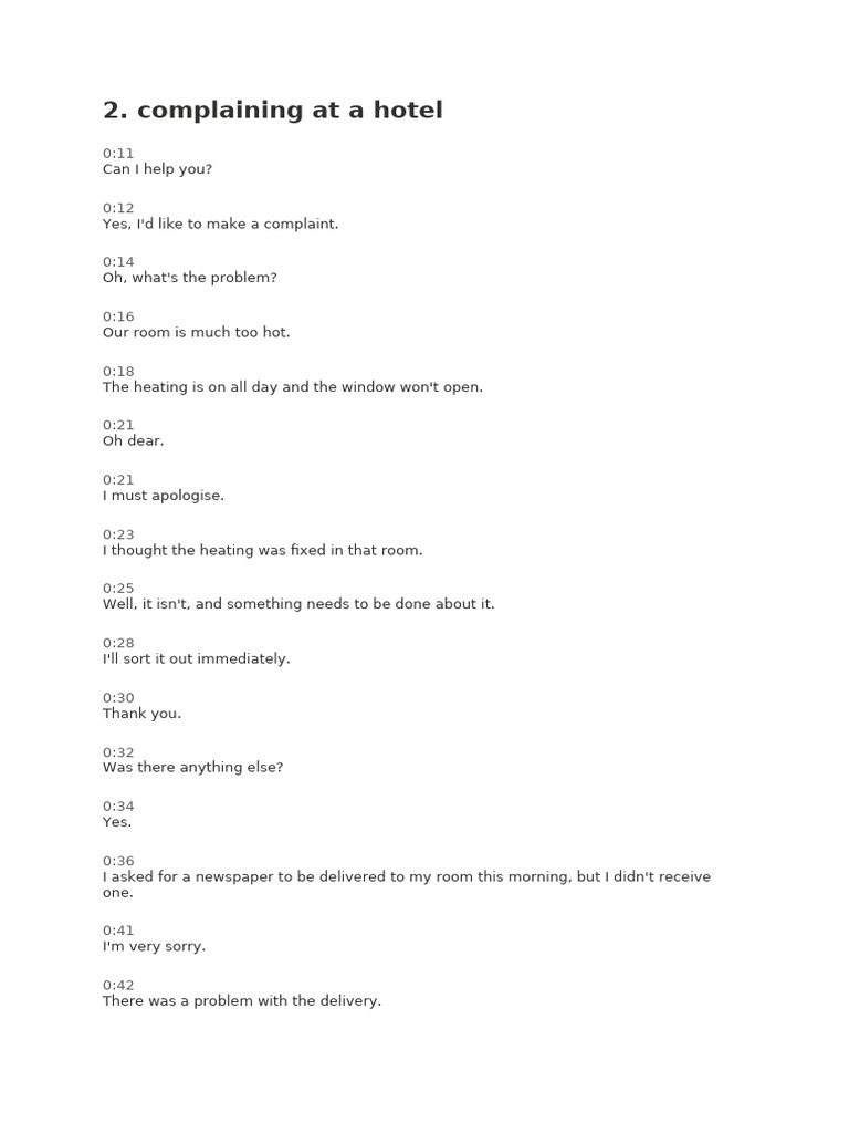 Complaining at A Hotel-En-US | PDF