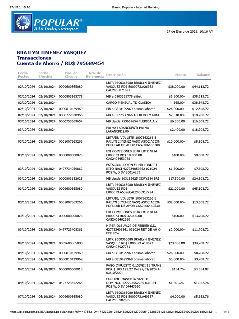 Banco Popular: Estado de Cuenta 2024 | PDF | Online Banking | Banks & Banking