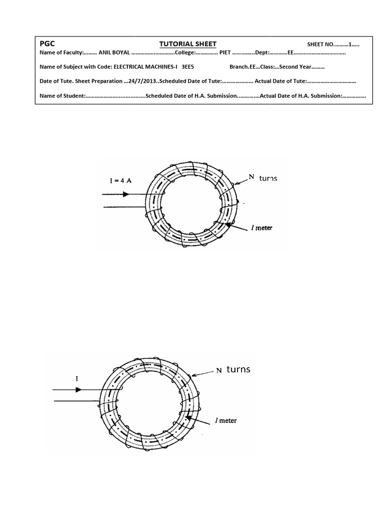 Tutorial Sheet_1_3EE5 | PDF | Inductor | Electrical Components