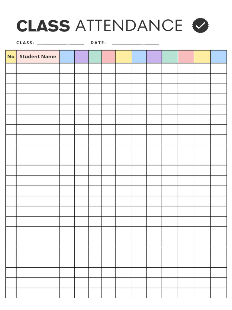 Class Attendance Record Template | PDF