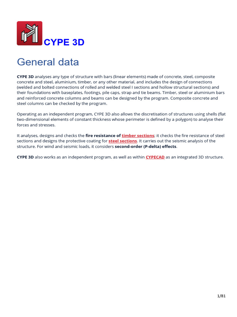 CYPE 3D English Description | PDF | Beam (Structure) | Deep Foundation