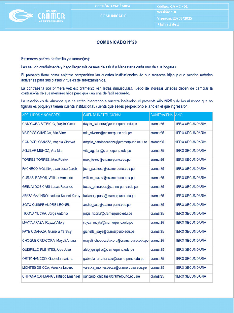 Sec - Comunicado 20 - 2025 | PDF