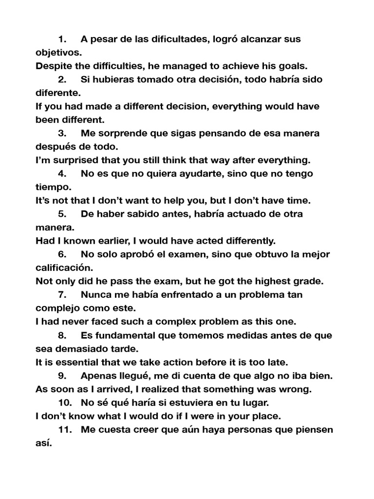 FRASES TRADUCIR C1 INGLÉS | PDF