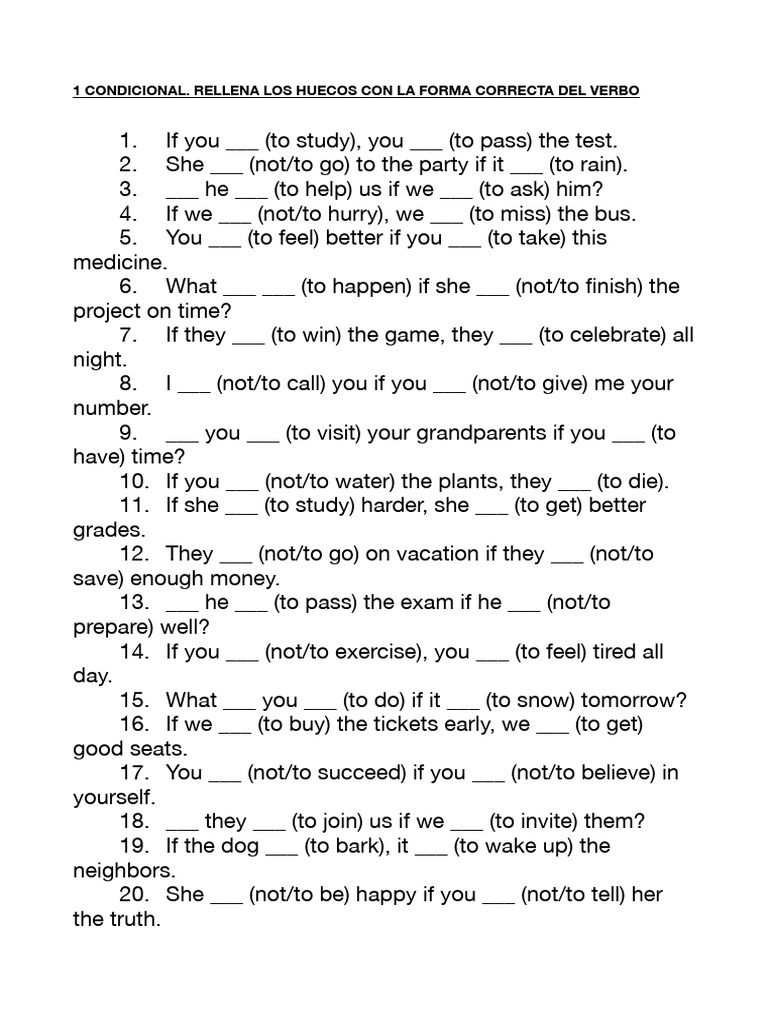 Conditional Verb Fill-in Exercises | PDF