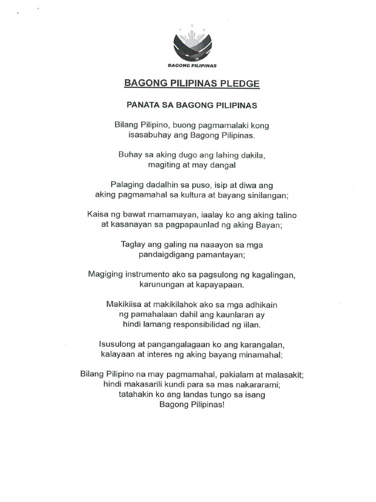 Bagong Pilipinas Pledge | PDF