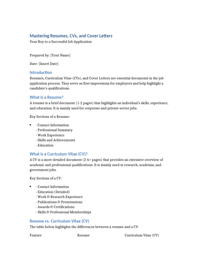 Essential Guide to Resumes and Cover Letters | PDF | Résumé | Business ...