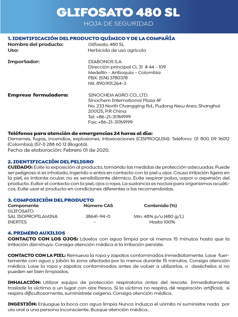 HS Glifosato 480 SL | PDF | Agua | Pesticida