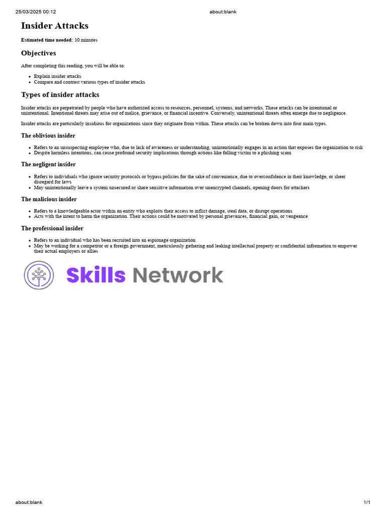 Reading Insider Attacks | PDF