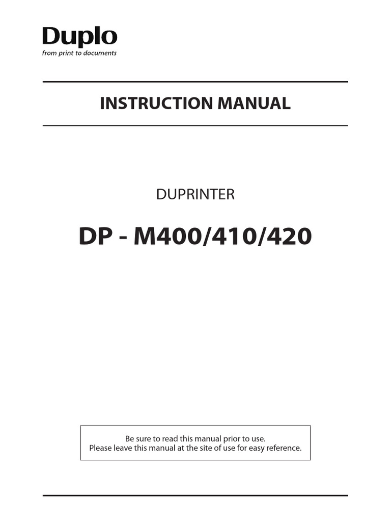 Instruction Manual: Duprinter | PDF | Printer (Computing) | Ac Power Plugs And Sockets