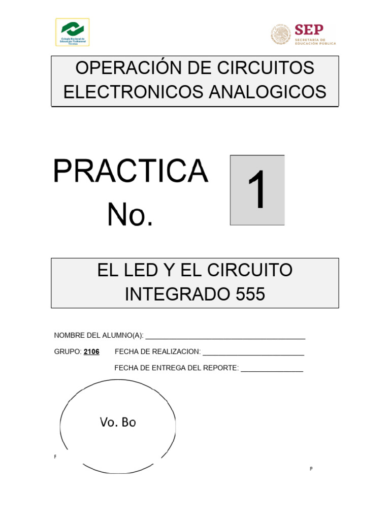 Practica 1 - LED - CI - 555 | PDF | Diodo emisor de luz | Semiconductores
