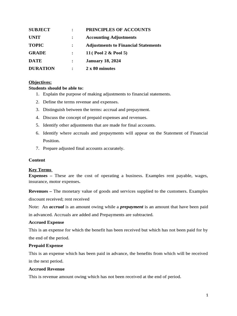 Financial Statement Adjustments Guide | PDF | Income Statement ...