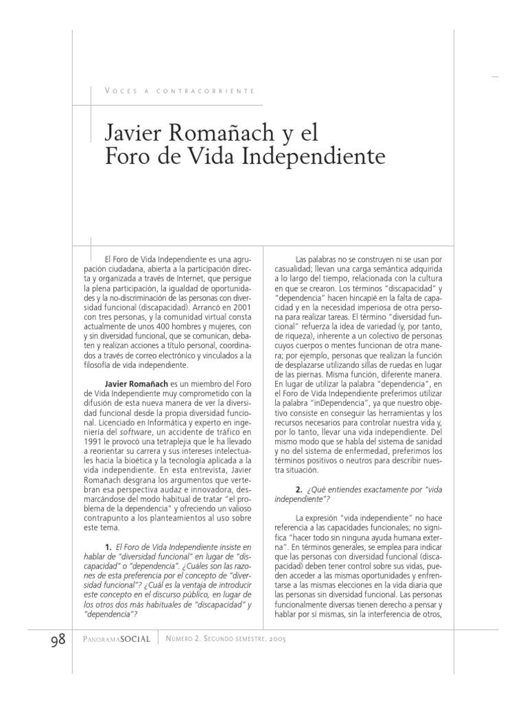 Javier Romañach Cabrero y FVI | PDF | Invalidez