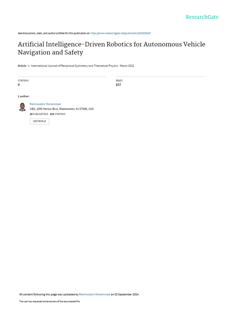AI 'Driven Robotics For Autonomous Vehicle | PDF | Artificial Intelligence | Intelligence (AI ...