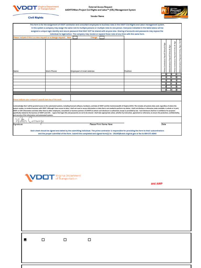 VDOT CRL Access and IT Security Forms | PDF | Information Security ...