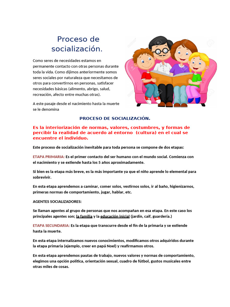 Ficha 1 Proceso - de - Socializacion | PDF | Socialización | Educación ...