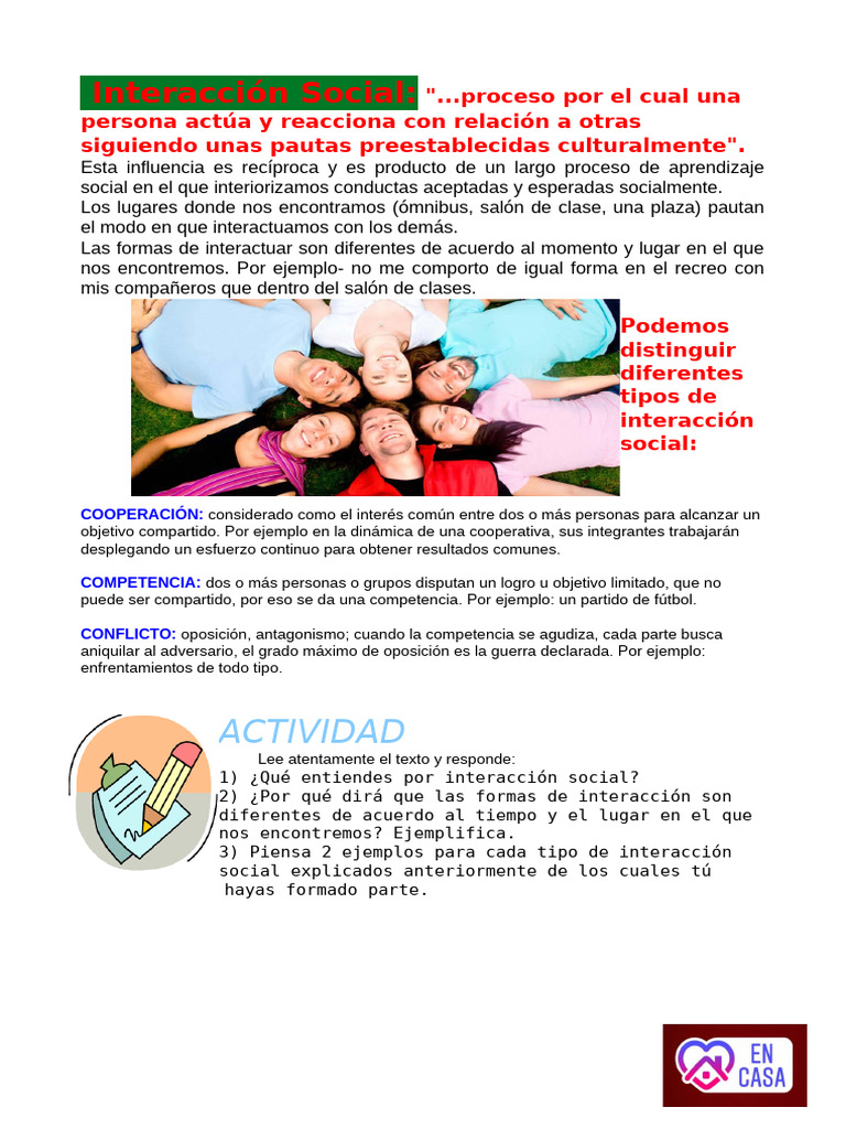 Tipos de Interacción Social y Ejemplos | PDF