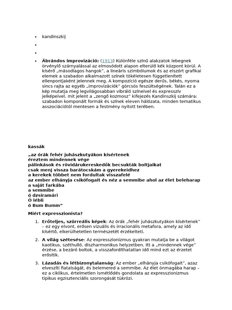 Expresszionizmus Jegyzet | PDF