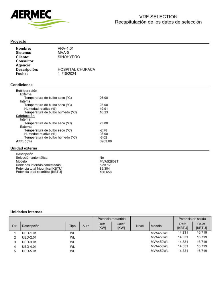 VRV-1.01 - Recapitulación de La Selección | PDF | Termodinámica | Ingeniería Termodinámica