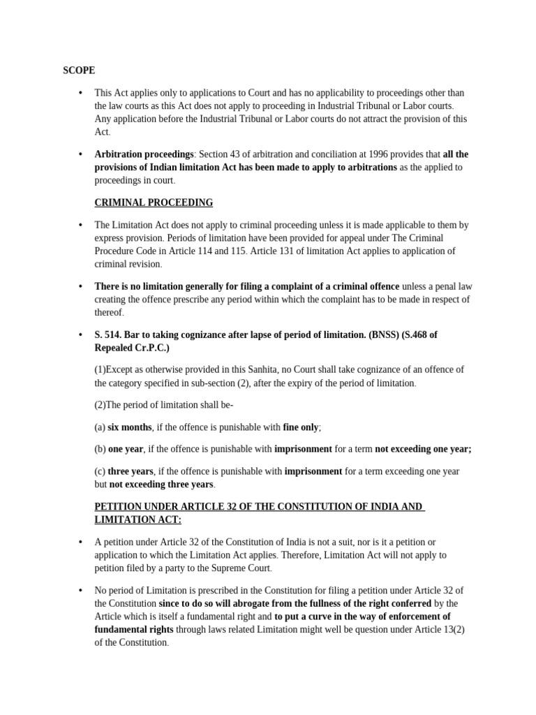 Unit 5 Upto Section 4 (Limitation Act) | PDF | Lawsuit | Separation Of ...