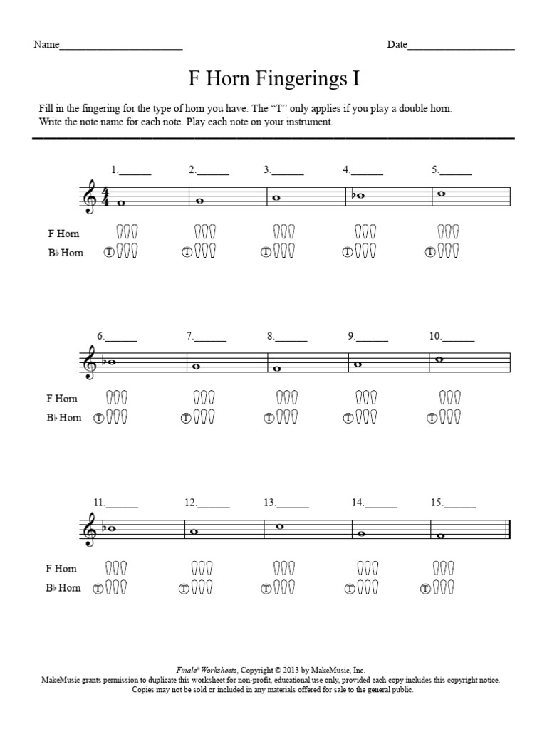 French Horn Fingerings | PDF