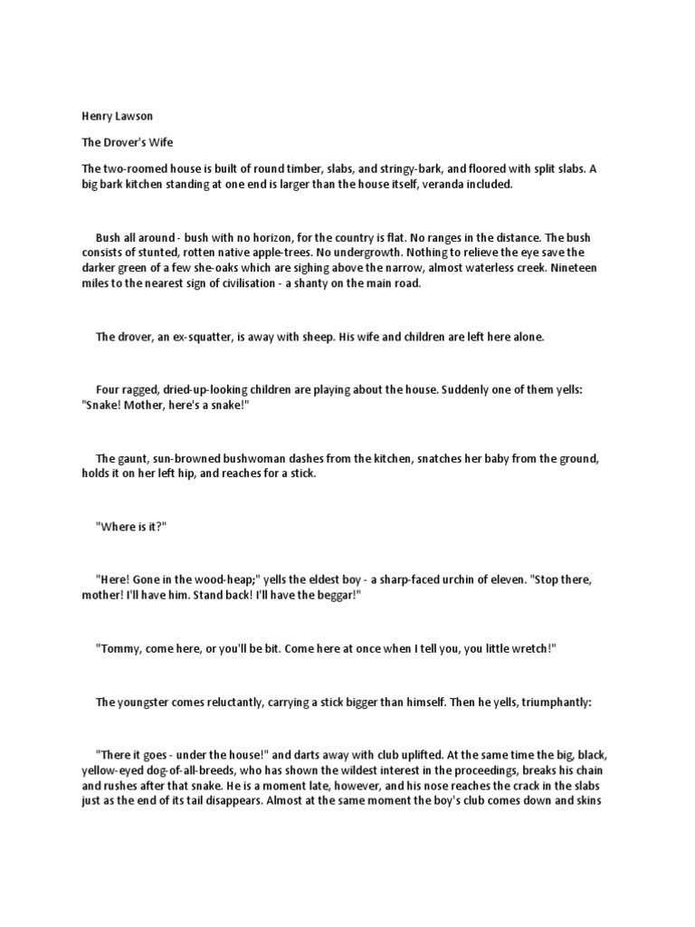 Henry Lawson the Drovers Wife