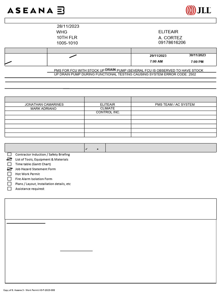 Aseana 3 - Work Permit A3-F-2023-008 | PDF