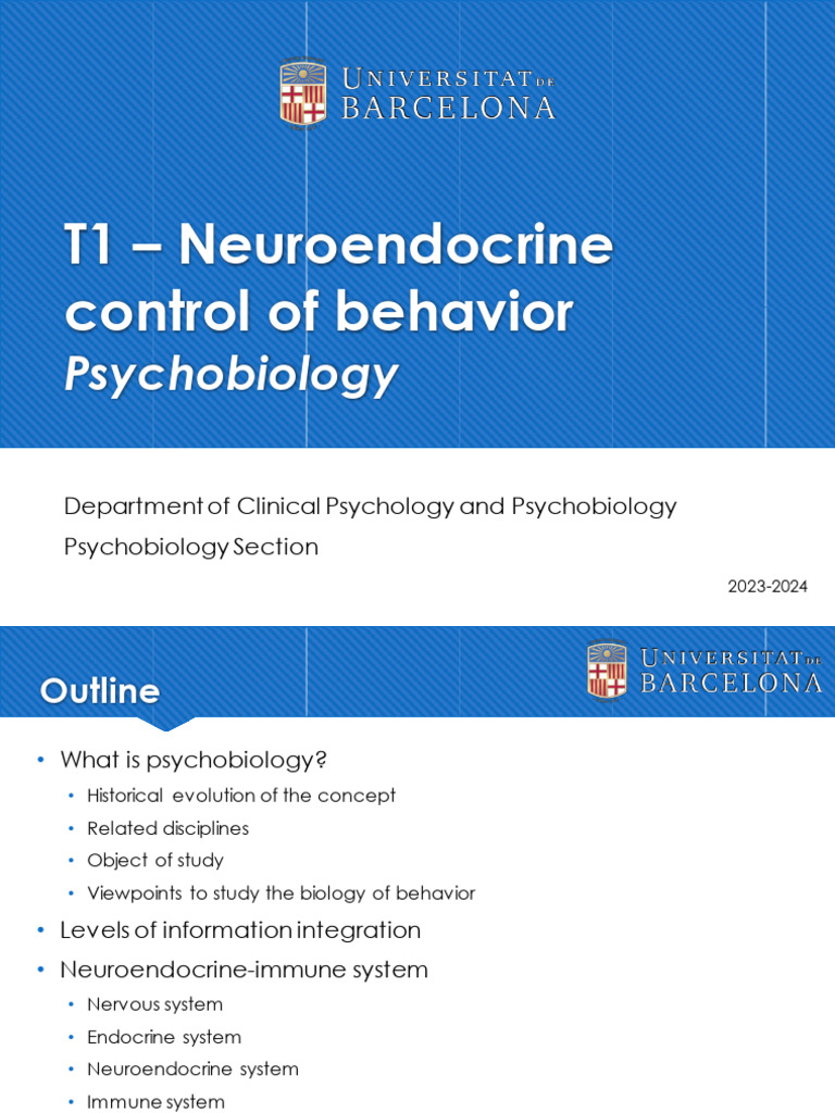 T1 Neuroendocrine Control of Behavior: Psychobiology | PDF | Behavioral ...