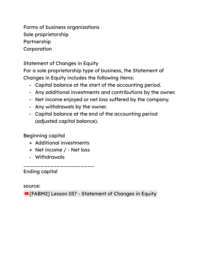 Statement of Changes in Equity | PDF